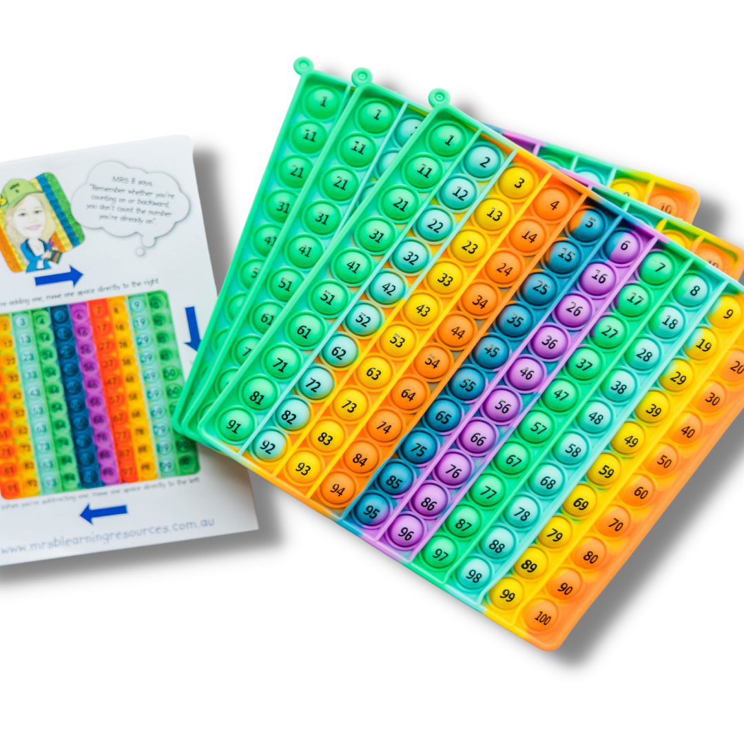 Mrs. B Learning Resources | Pop-it 100s Chart | POP-n-Teach Fidget Toy ...