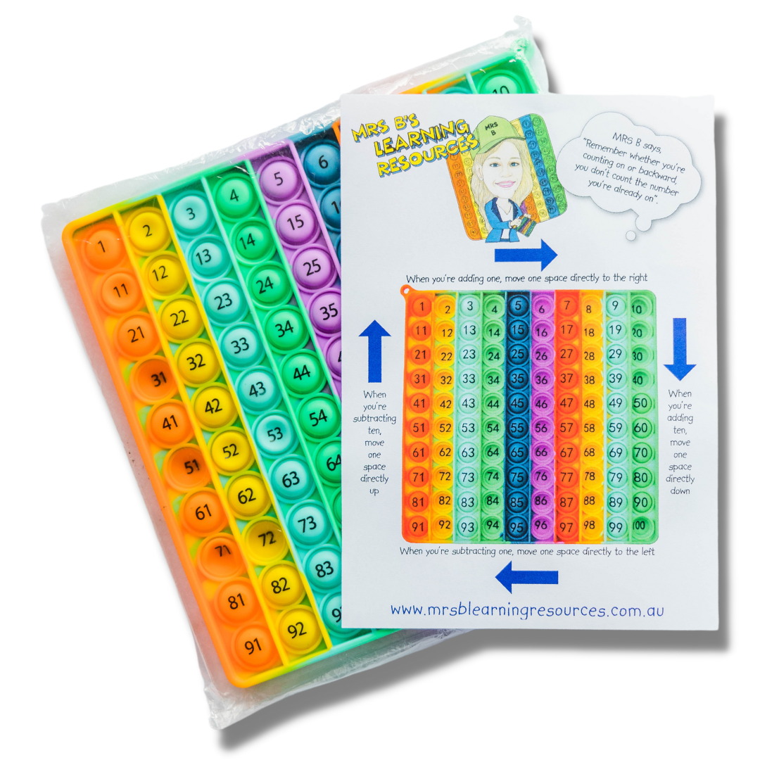 Mrs. B Learning Resources | Pop-it 100s Chart | POP-n-Teach Fidget Toy ...