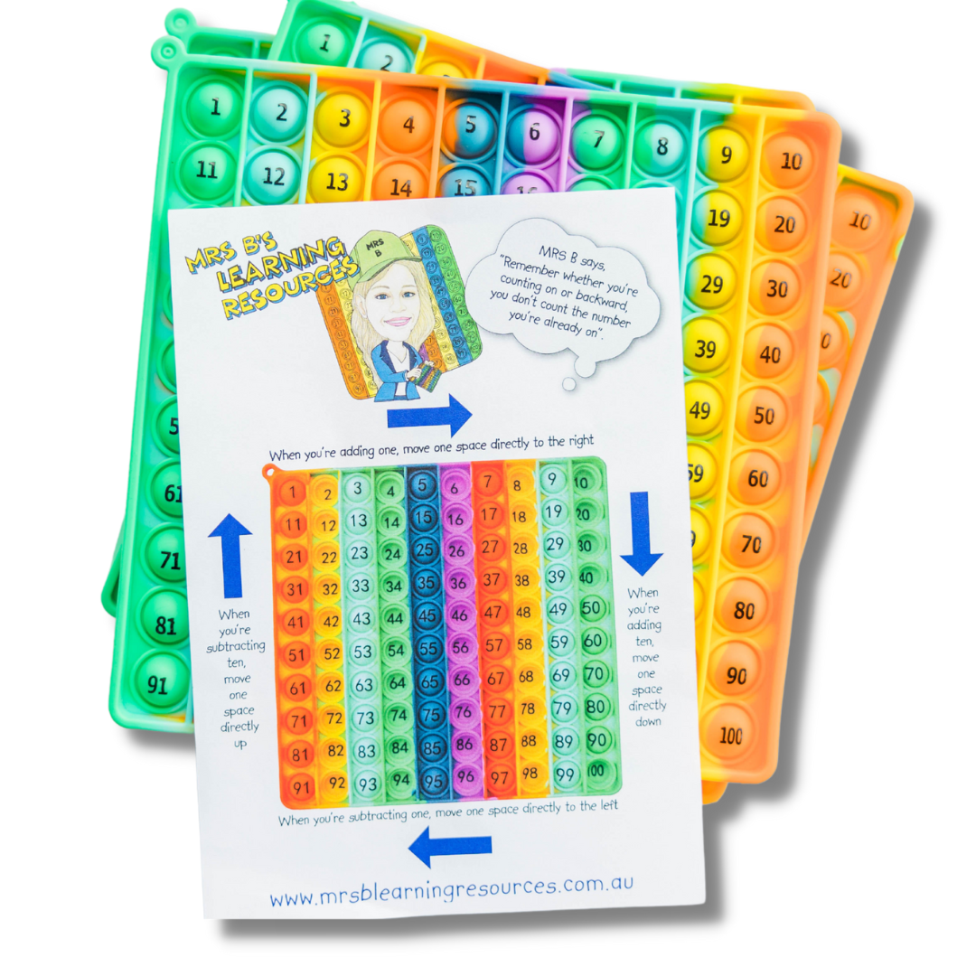 Mrs. B Learning Resources | Pop-it 100s Chart | POP-n-Teach Fidget Toy ...